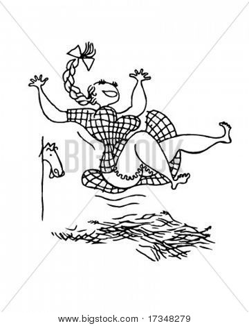 Girl Jumping Hay - Vector & Photo (Free Trial) | Bigstock