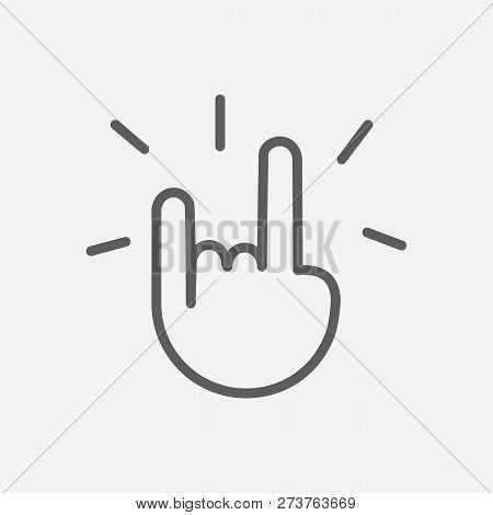 Hand Horns Icon Line Vector & Photo (Free Trial) | Bigstock