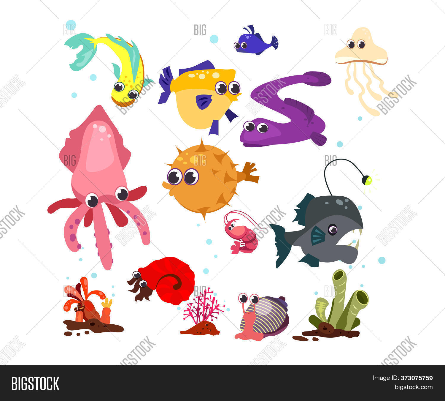 Sea Cartoon Characters Image & Photo (Free Trial) | Bigstock