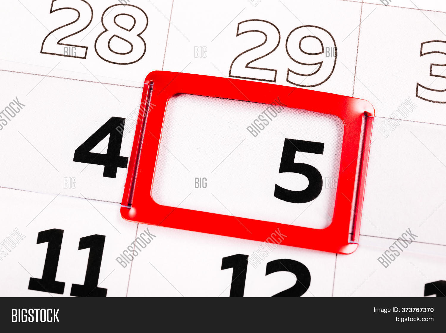 Number 5 On Calendar Image & Photo (Free Trial) | Bigstock