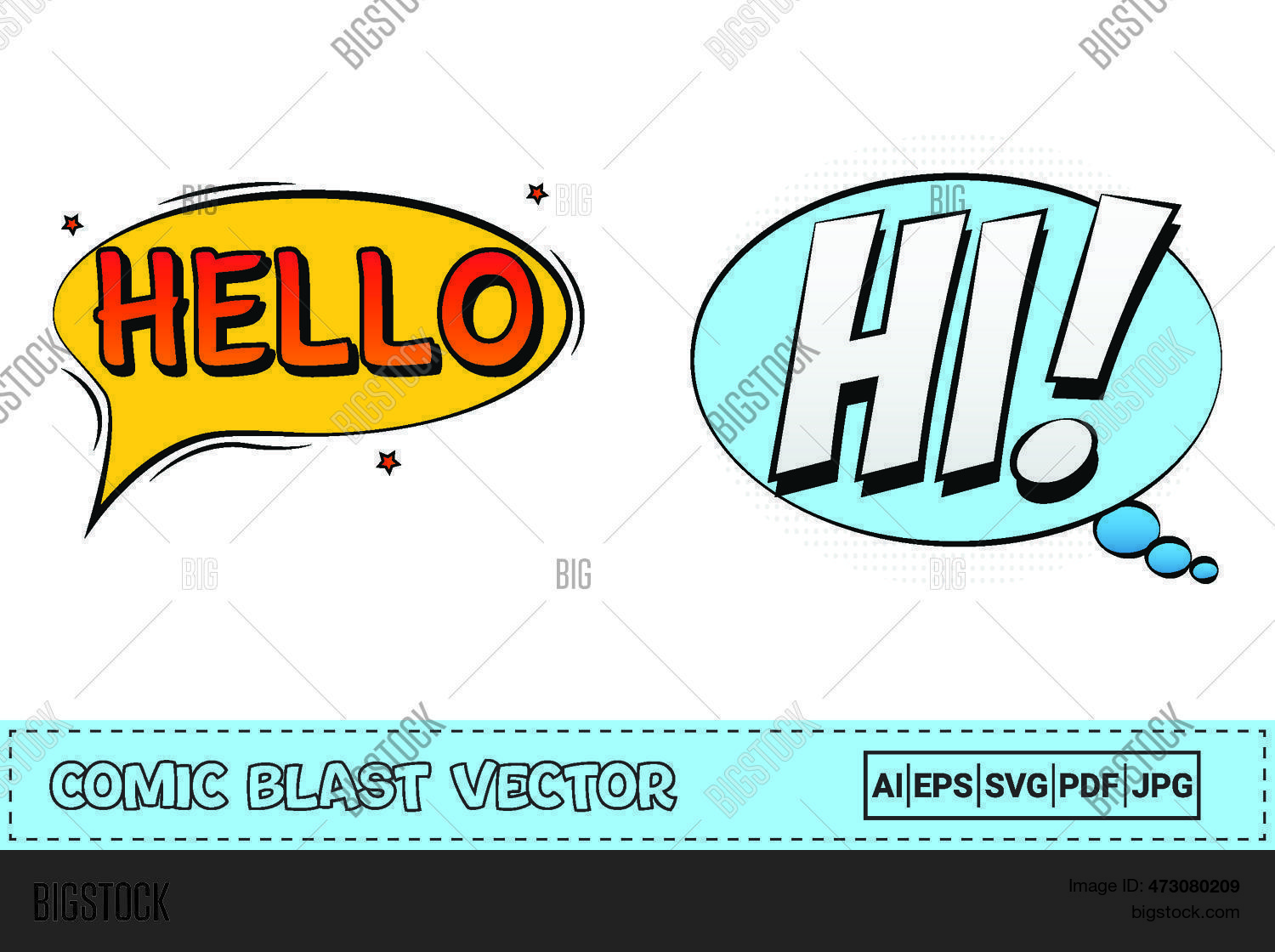 Hello Comic Pop- Red Vector & Photo (Free Trial) | Bigstock