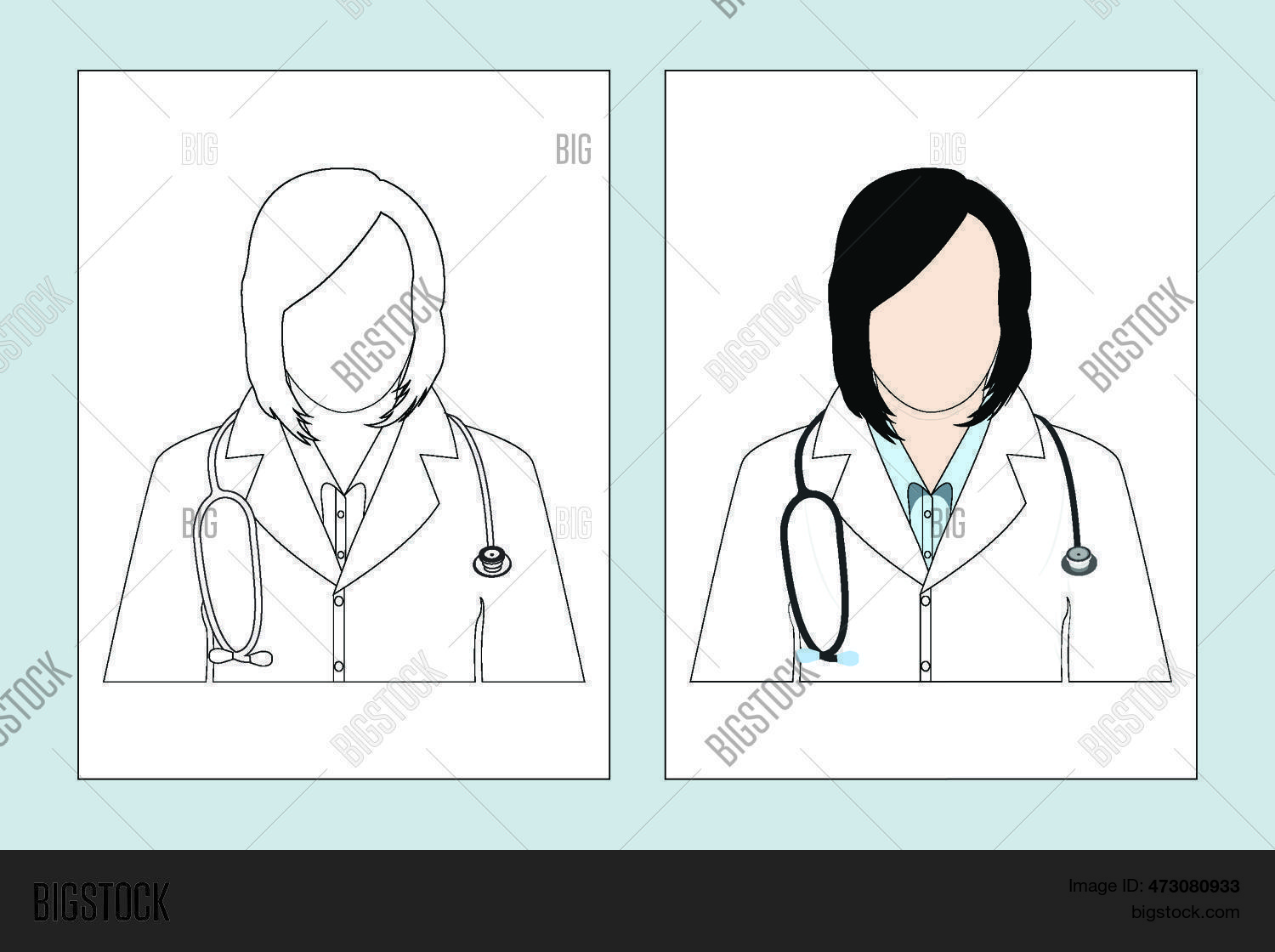 Female Doctor Line Vector & Photo (Free Trial) | Bigstock