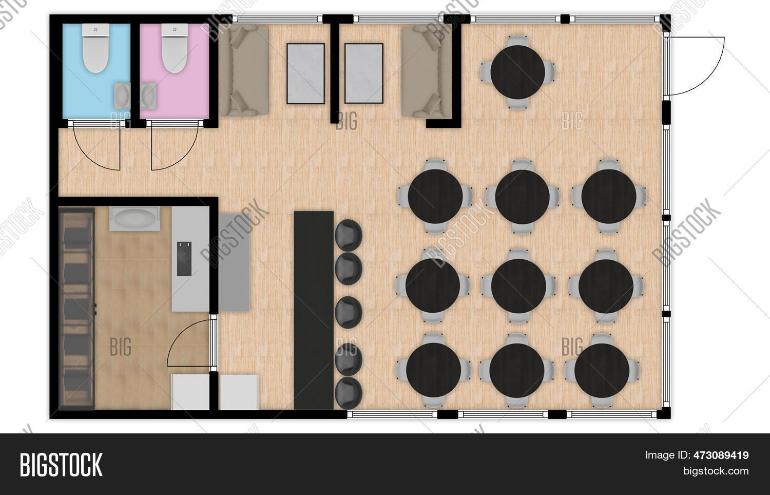 Cafe Top View Plans. Image & Photo (Free Trial) | Bigstock