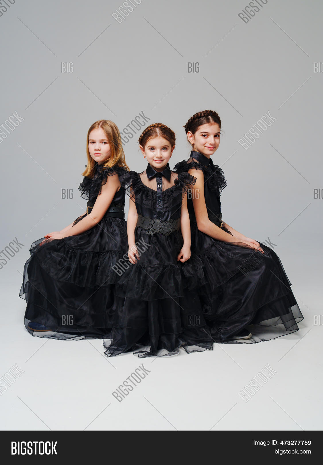 Three Cute Girls Black Image & Photo (Free Trial) | Bigstock