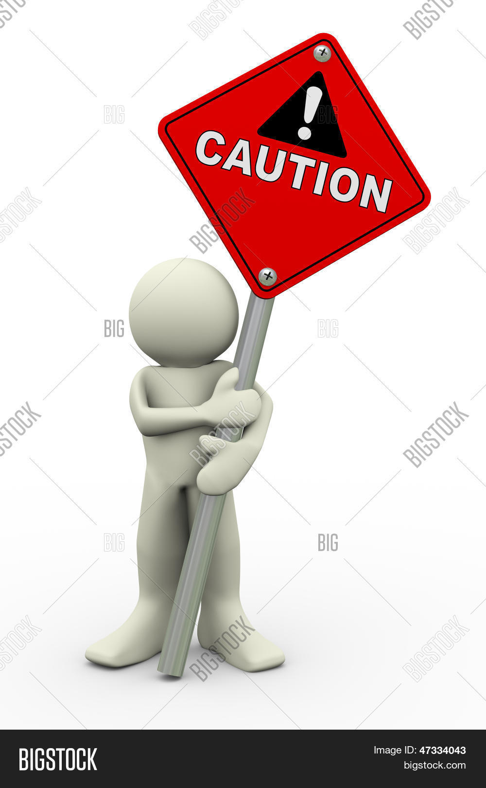 3D Man Caution Sign Image & Photo (Free Trial) | Bigstock