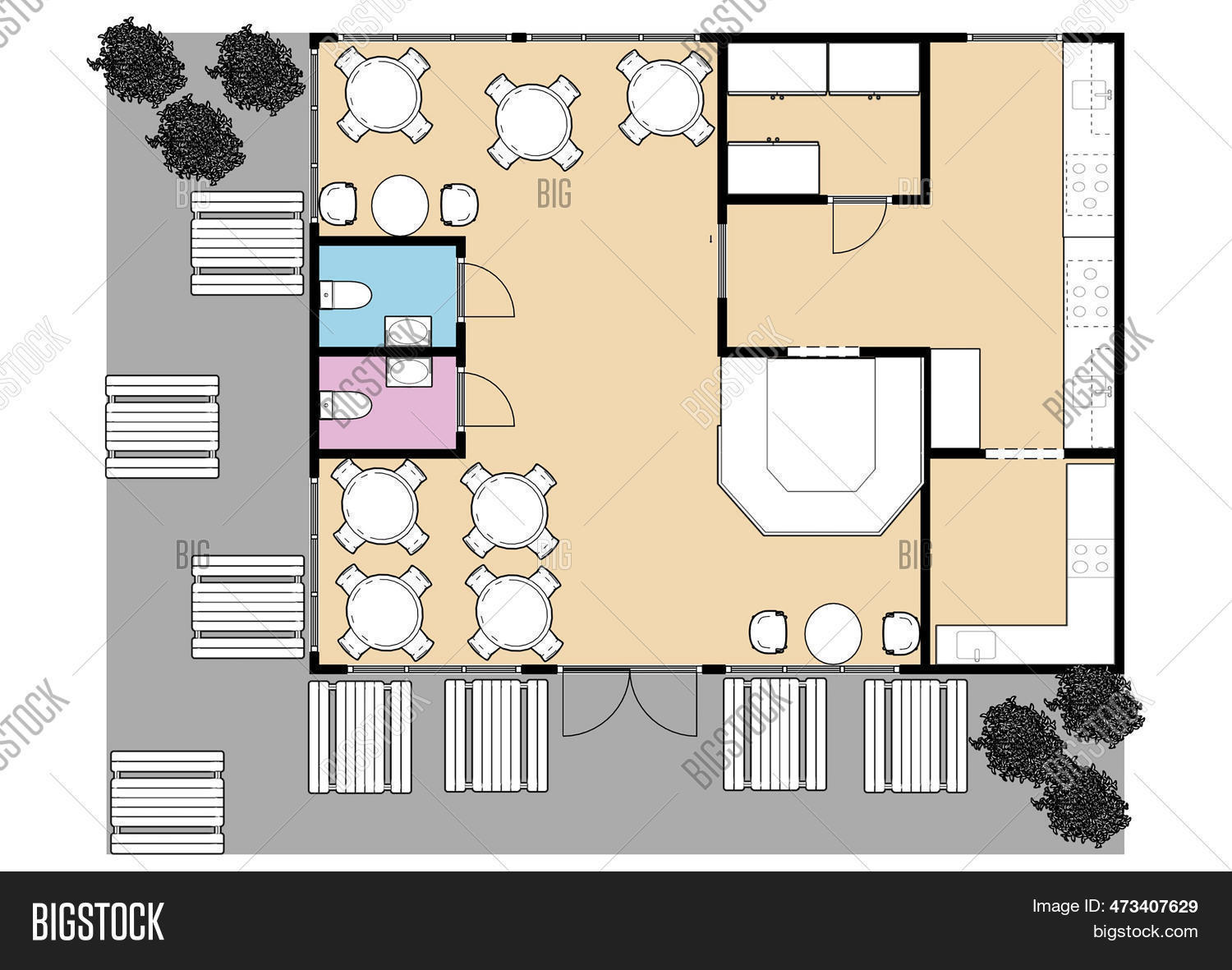 Cafe Top View Plans. Image & Photo (Free Trial) | Bigstock
