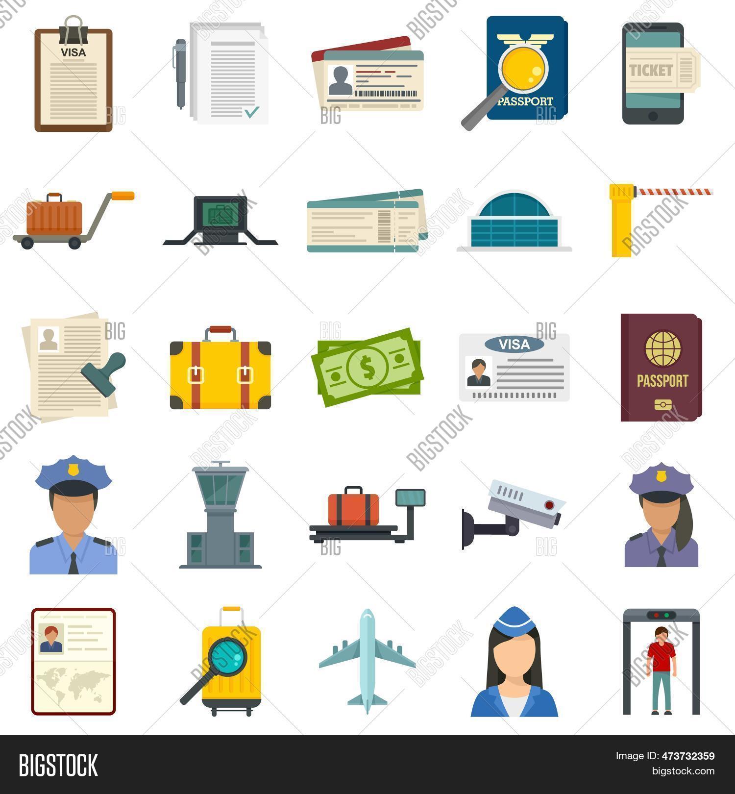 Passport Control Icons Image & Photo (Free Trial) | Bigstock