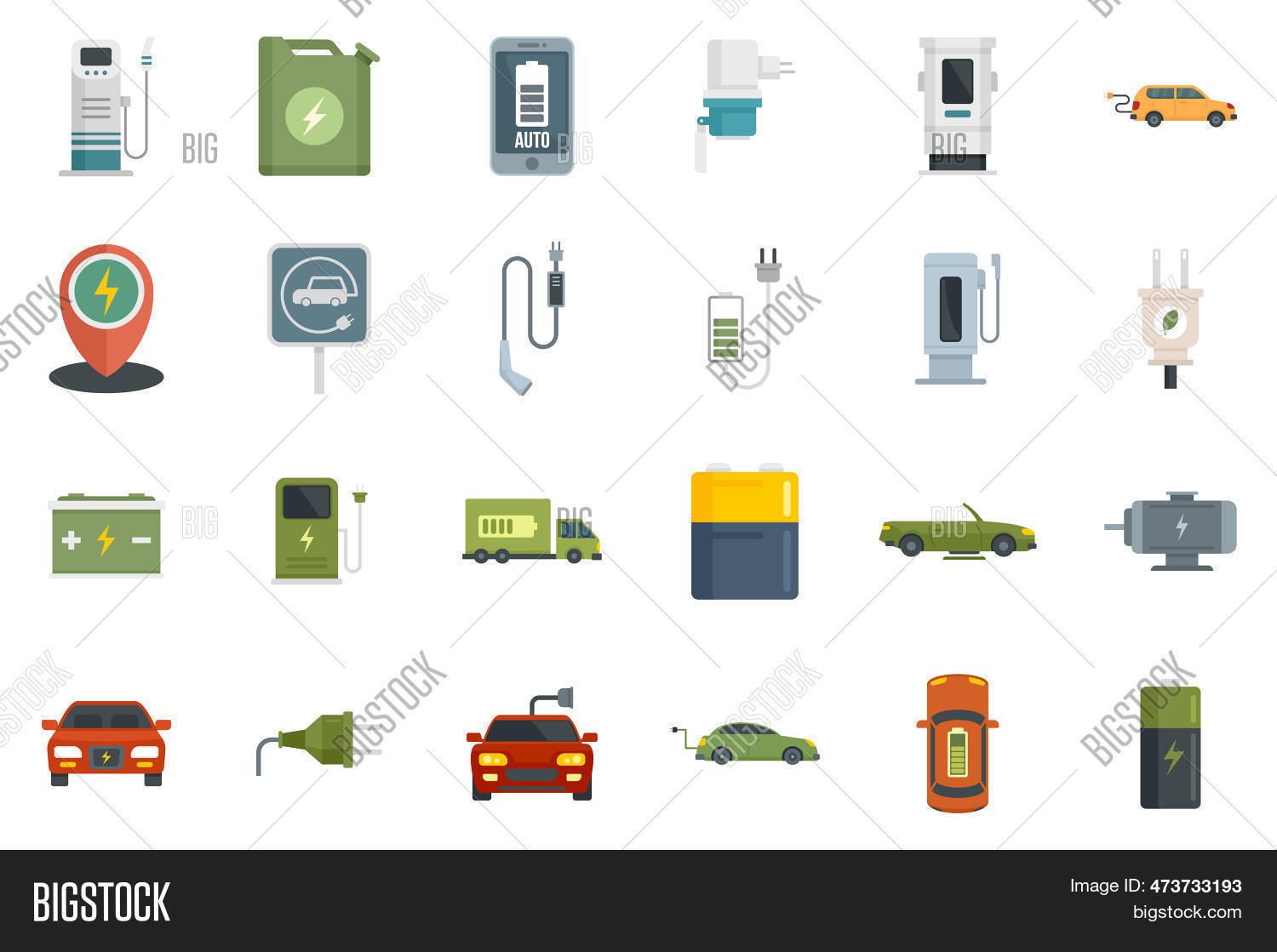 Hybrid Car Icons Set. Image & Photo (Free Trial) | Bigstock
