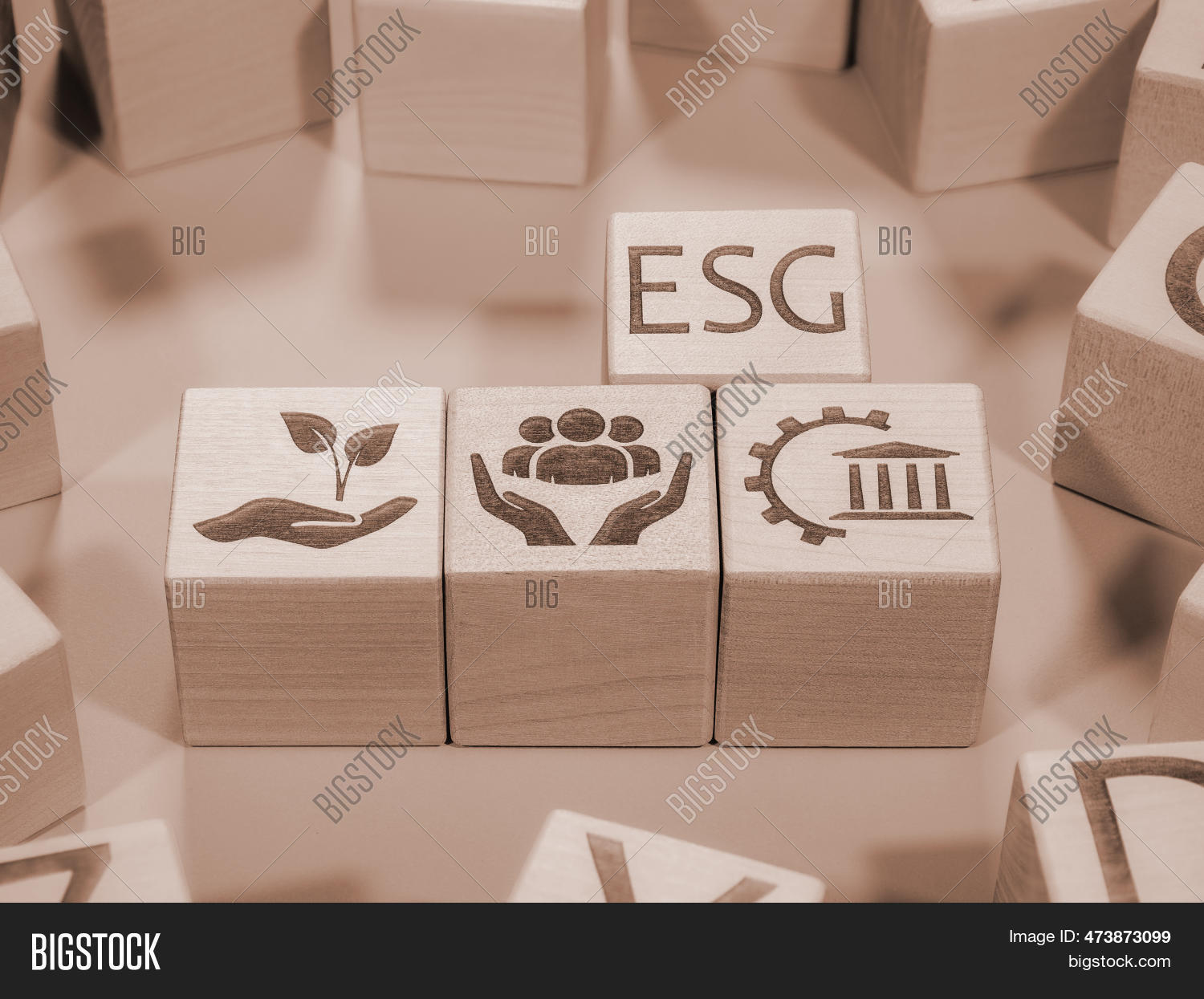 ESG Symbols On Wood Image & Photo (Free Trial) | Bigstock