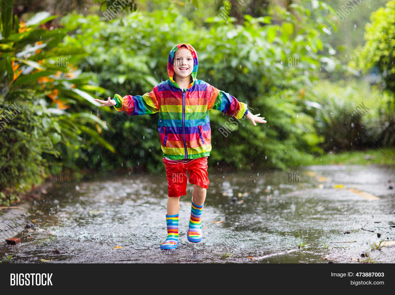 Kid Playing Rain Image & Photo (Free Trial) | Bigstock