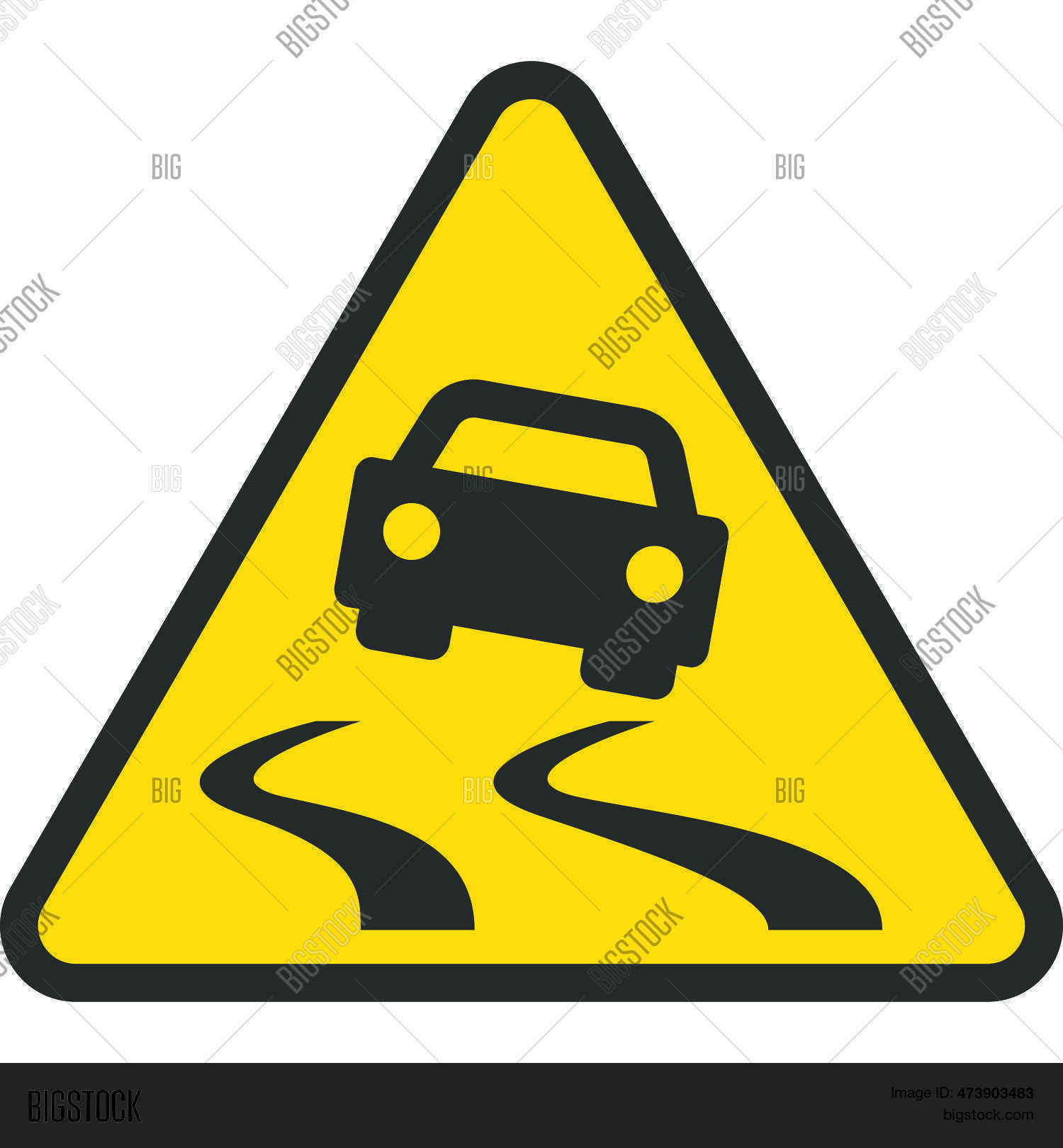 Slippery Road Sign Vector & Photo (Free Trial) | Bigstock