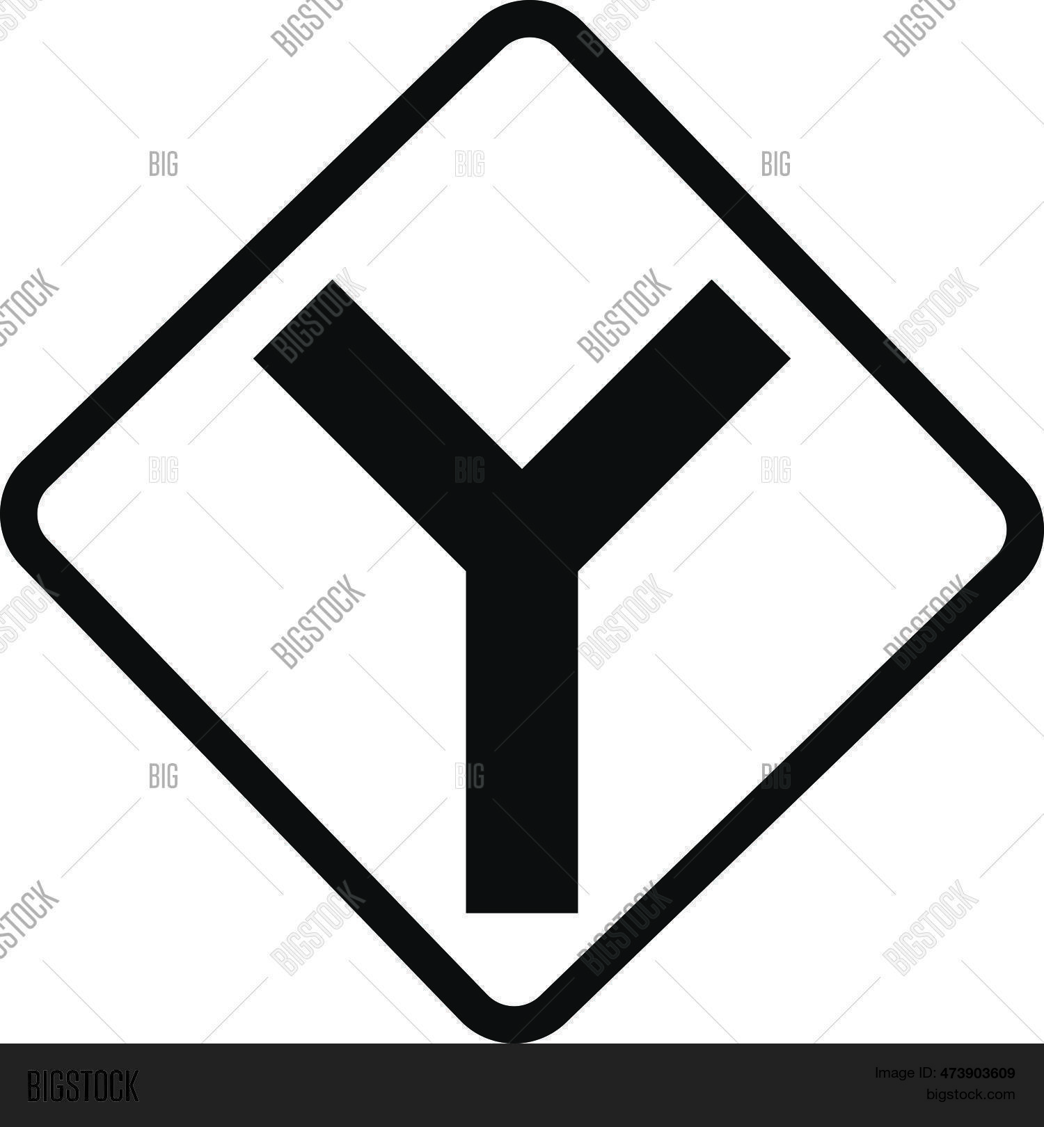 Y Intersection Sign Vector & Photo (Free Trial) | Bigstock