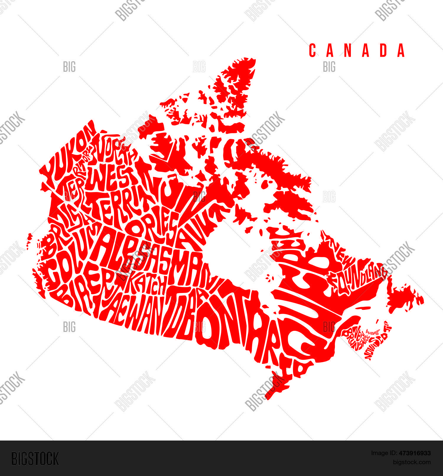 Canada Map Lettering Vector & Photo (Free Trial) | Bigstock