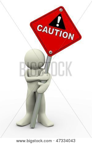 3D Man Caution Sign Image & Photo (Free Trial) | Bigstock