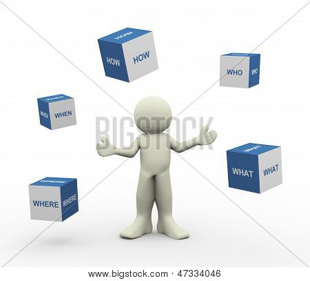 3D Man Question Words Image & Photo (Free Trial) | Bigstock