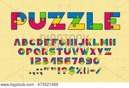 Puzzle Font Type. Vector & Photo (Free Trial) | Bigstock