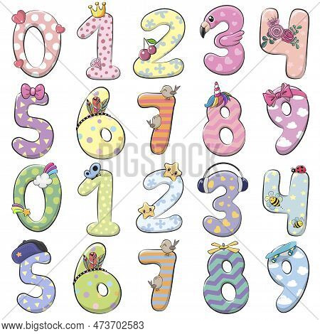 Cute Cartoon Numbers Vector & Photo (Free Trial) | Bigstock
