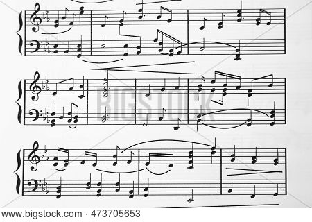 Sheet Music. Melody Written With Different Musical Symbols As ...
