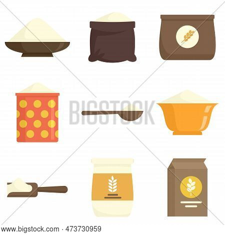 Flour Icons Set. Flat Image & Photo (Free Trial) | Bigstock