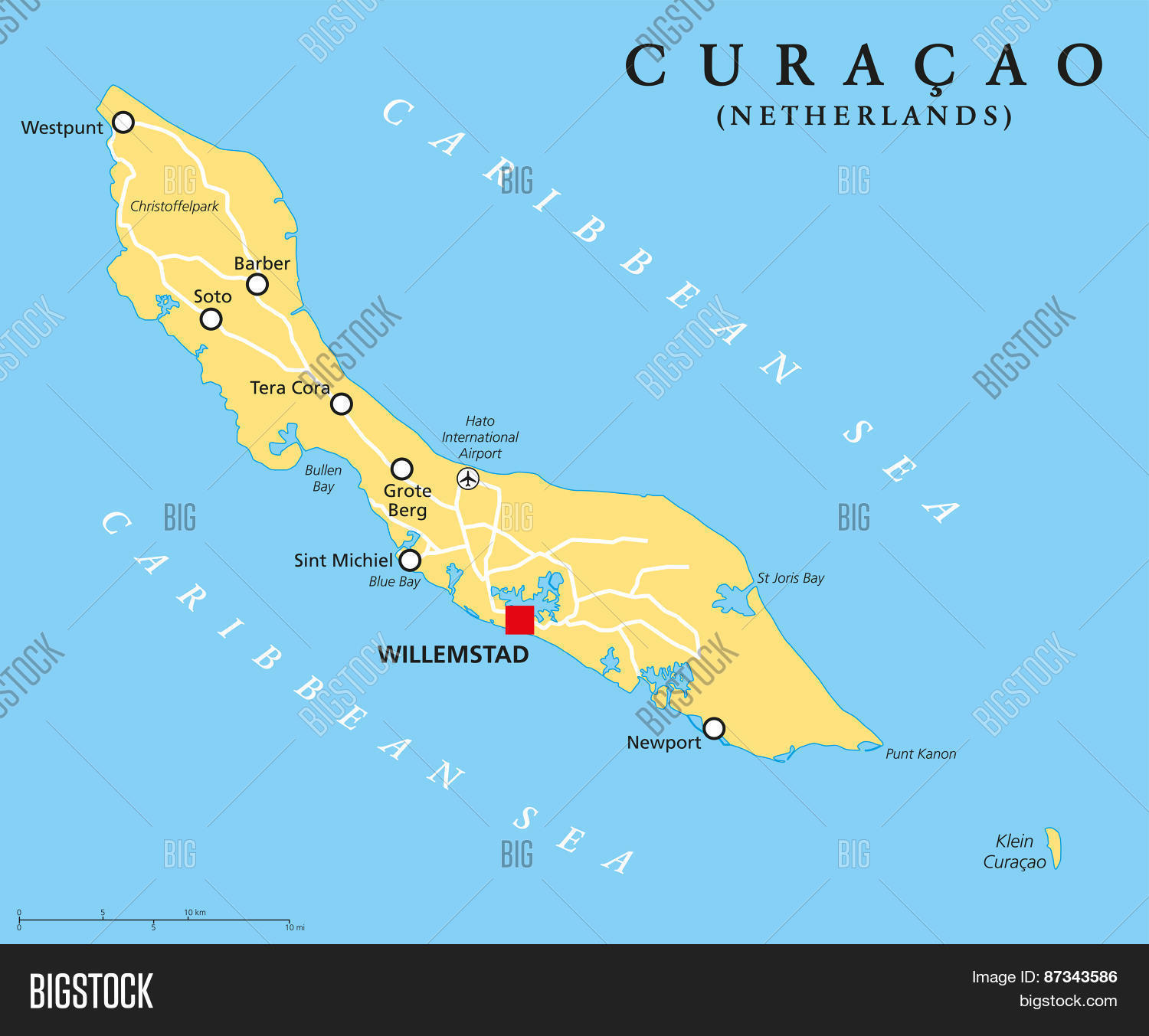 Curacao Political Map Vector & Photo (Free Trial) | Bigstock