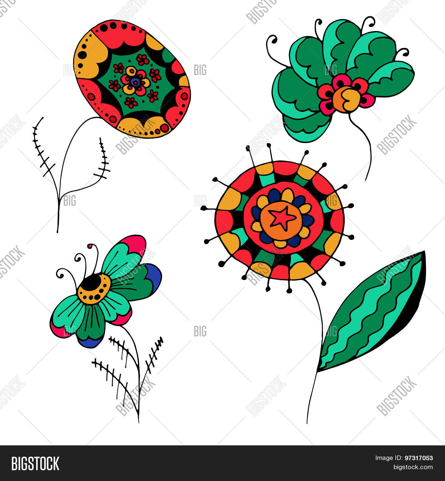 Sketchy Flowers Vector & Photo (Free Trial) | Bigstock