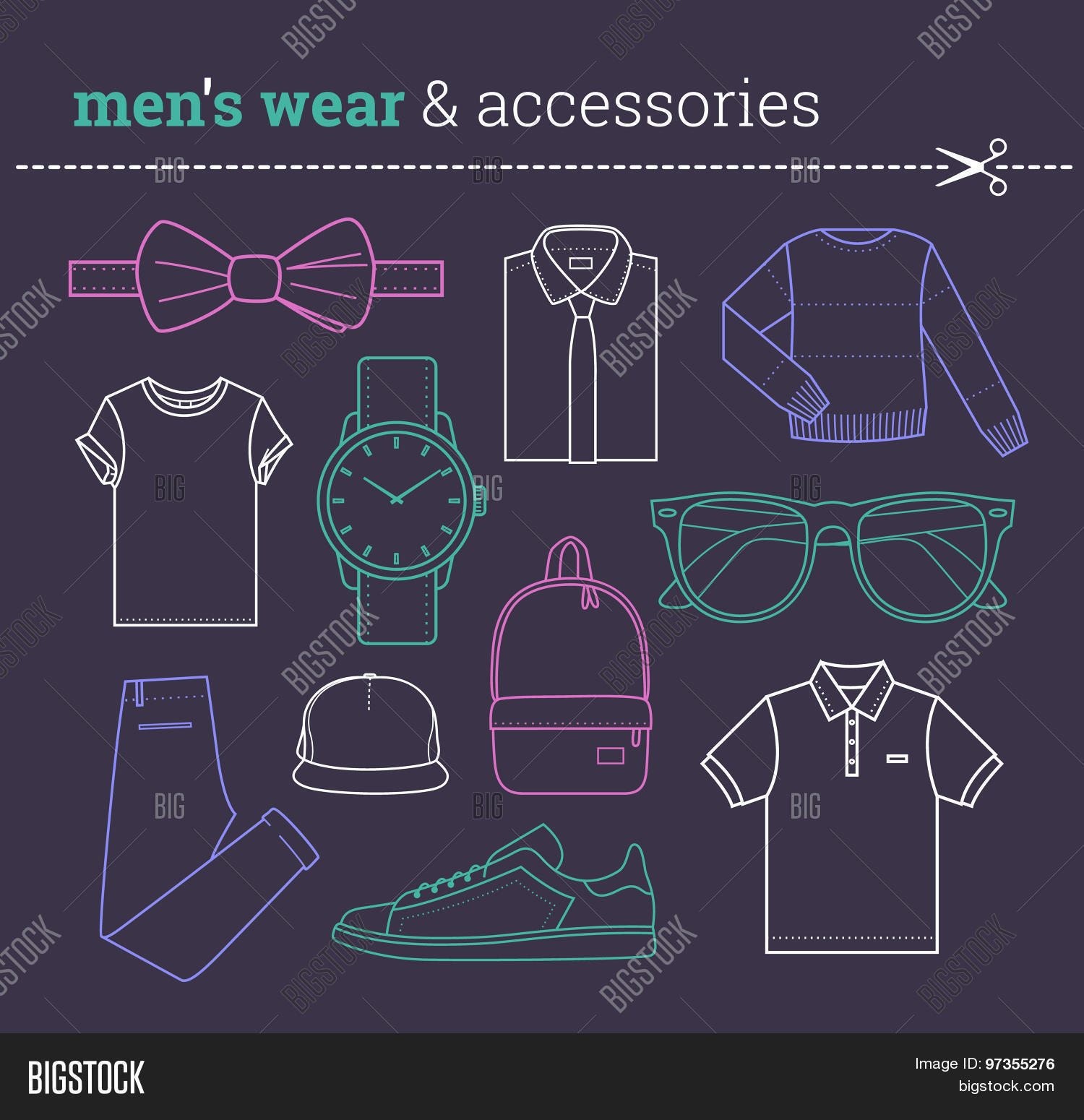 Set Trendy Male Wear Vector & Photo (Free Trial) | Bigstock