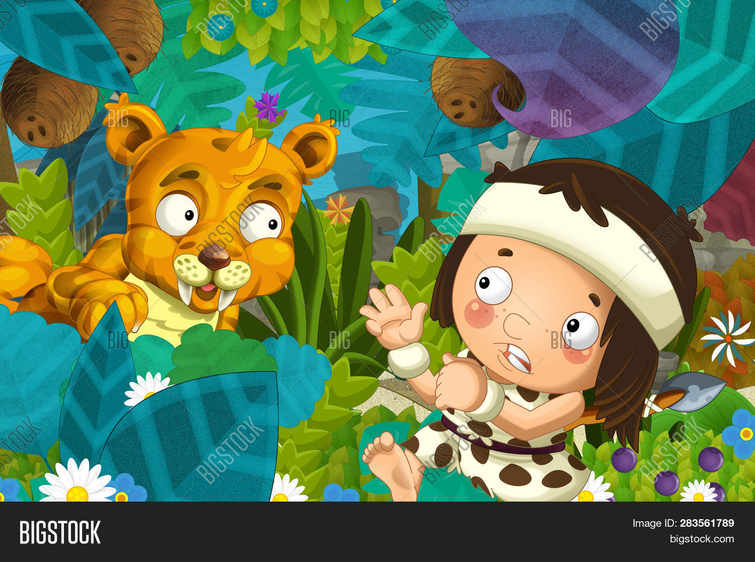 Cartoon Scene Caveman Image & Photo (Free Trial) | Bigstock