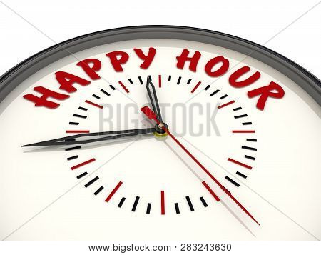 Happy Hour. Clock Text Image & Photo (Free Trial) | Bigstock