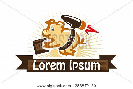 Piglet Rocket On Back Vector & Photo (Free Trial) | Bigstock