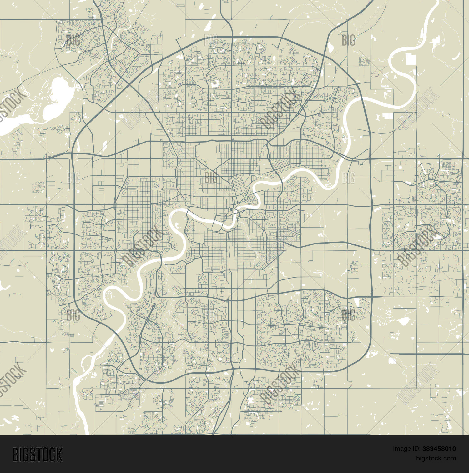 Detailed Map Edmonton Vector & Photo (Free Trial) | Bigstock