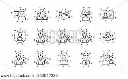 Profile, Group And Support. User Person Line Icons. People Linear Icon ...
