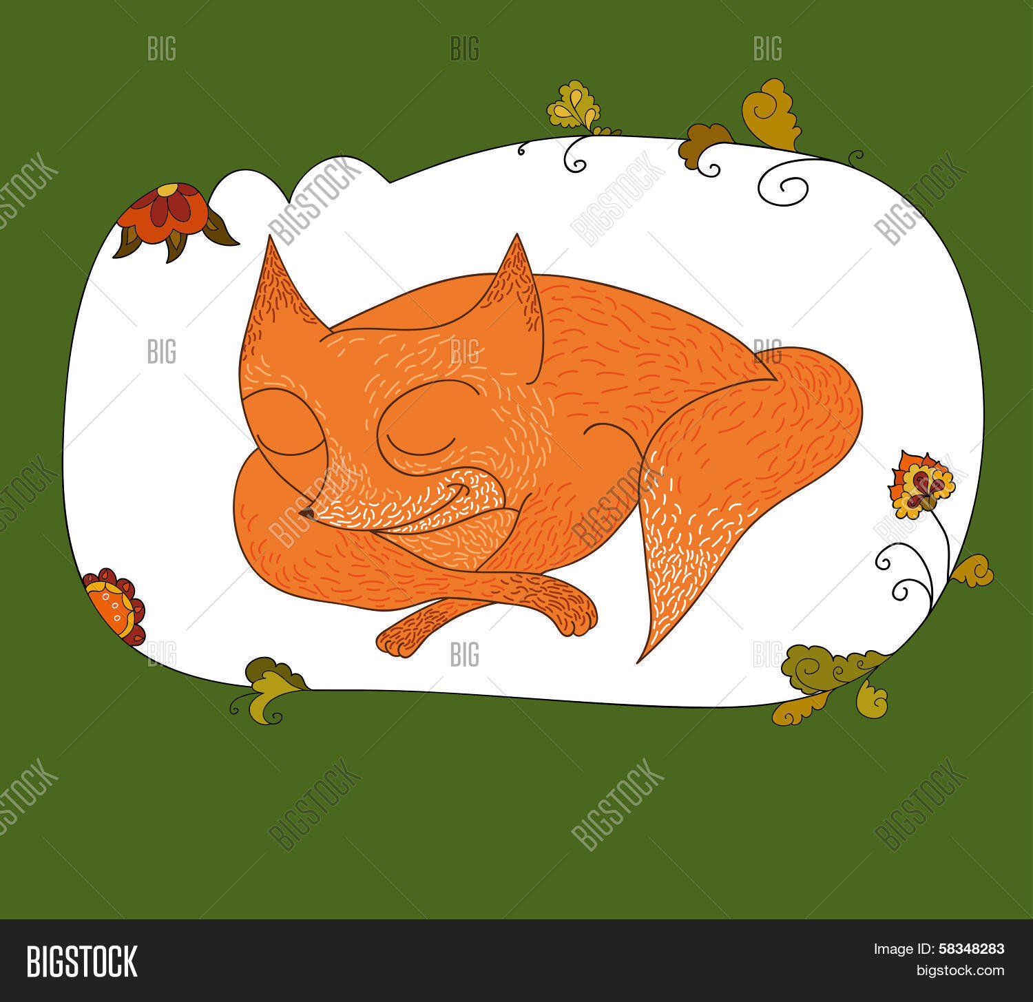Cute Sleeping Fox Vector & Photo (Free Trial) | Bigstock