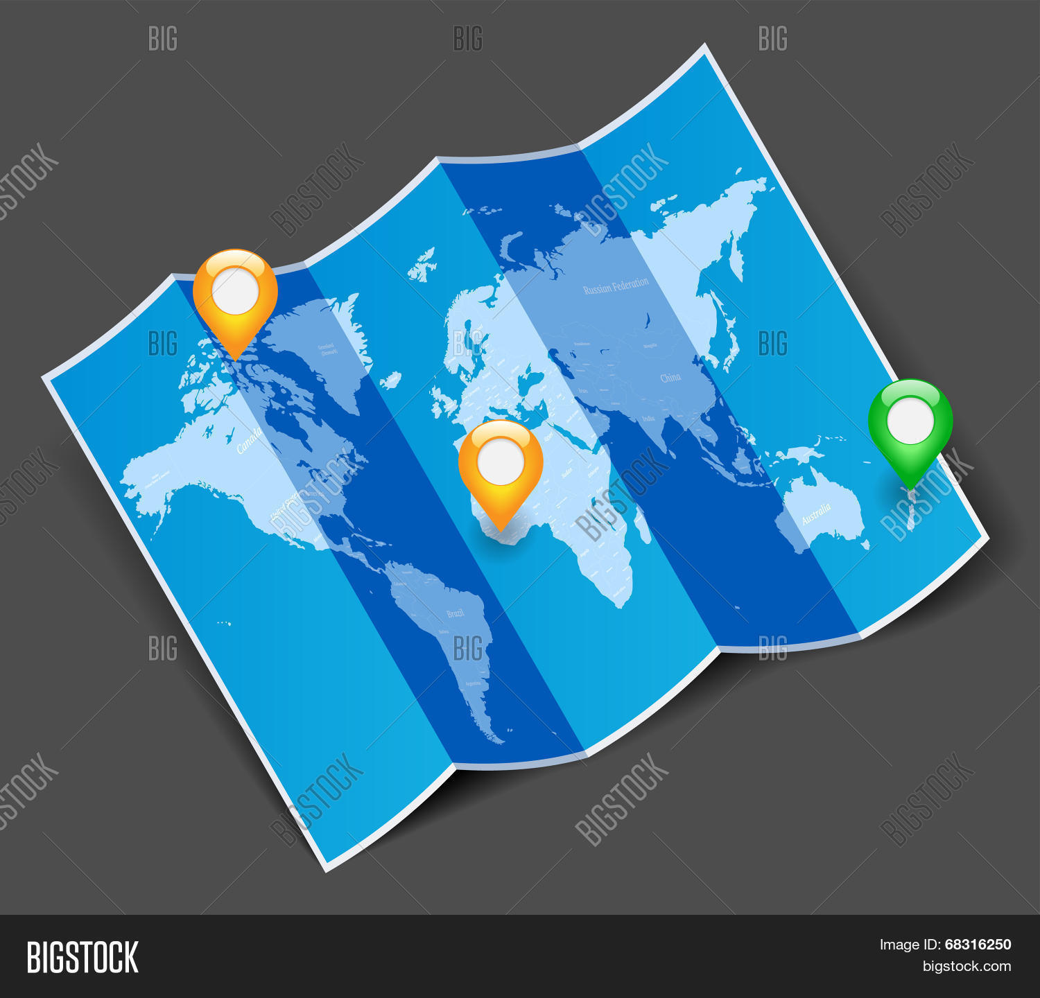 World Map Gps Marks Vector & Photo (Free Trial) | Bigstock