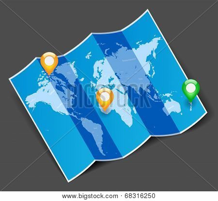 World Map Gps Marks Vector & Photo (Free Trial) | Bigstock