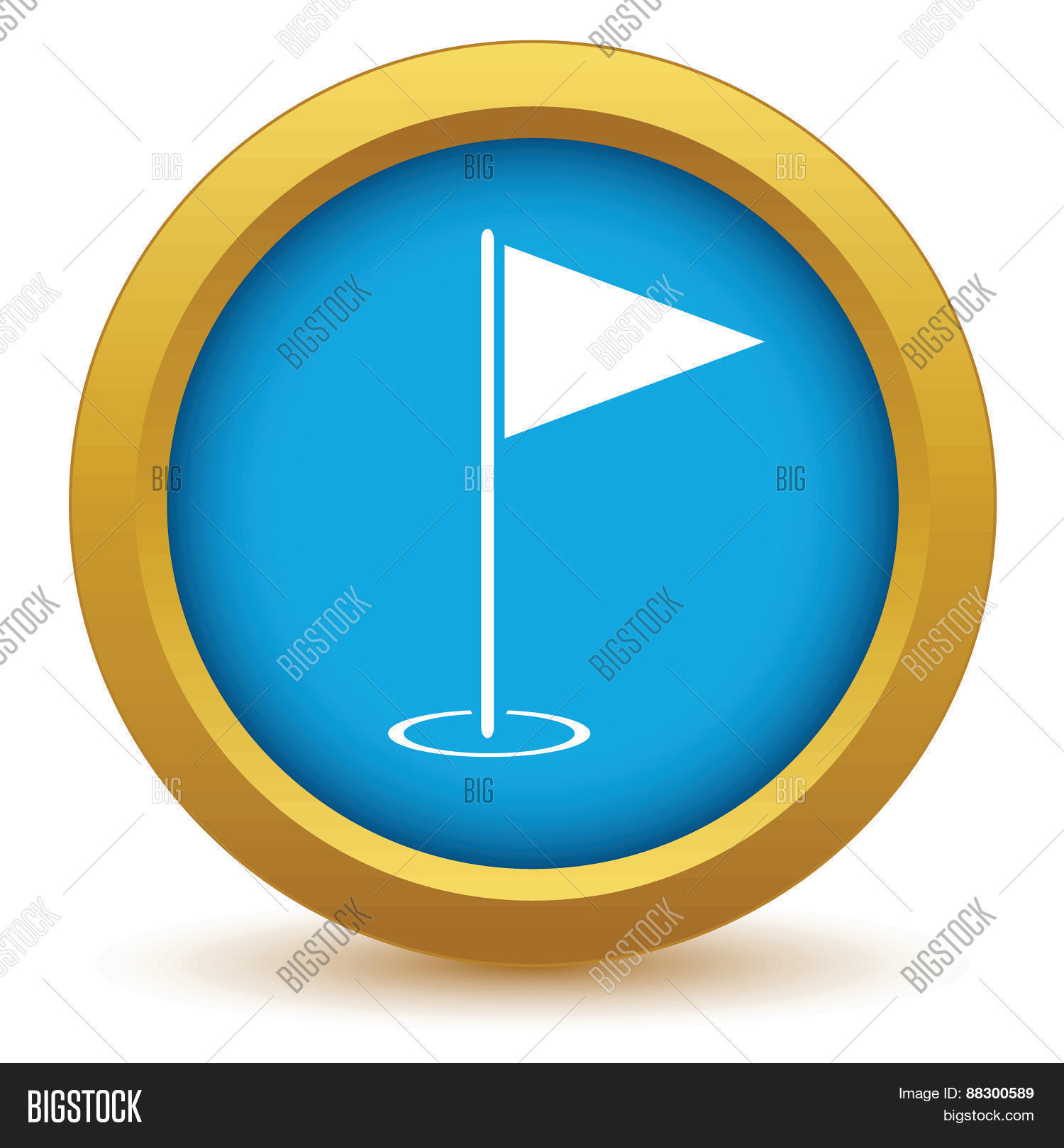 Gold Golf Flag Icon Vector & Photo (Free Trial) | Bigstock