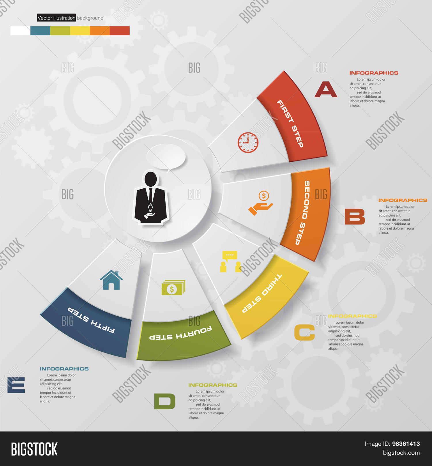 5 Steps Chart Vector & Photo (Free Trial) | Bigstock