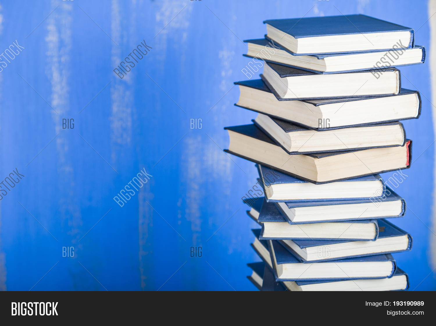 Stack Books On Blue Image & Photo (Free Trial) | Bigstock