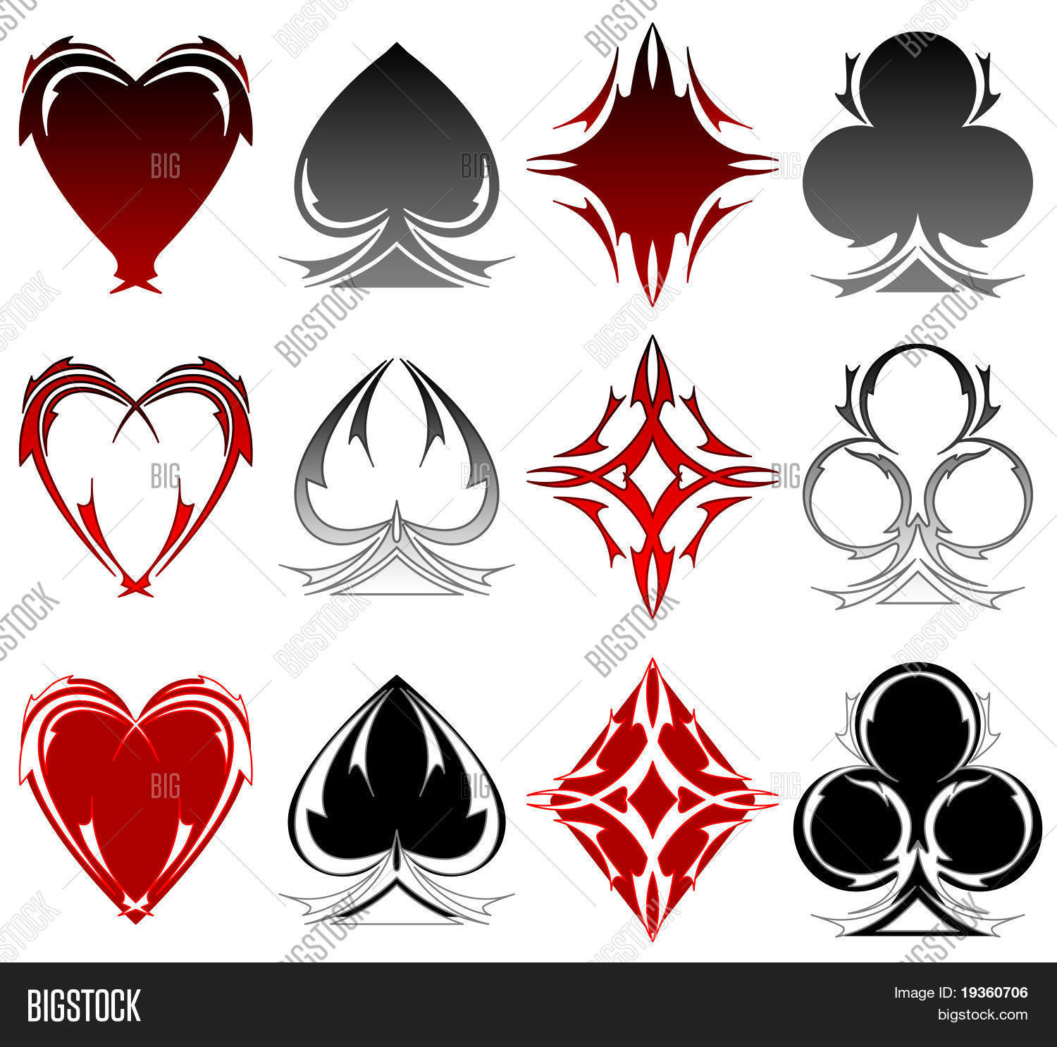 Card Symbol Tattoos Vector & Photo (Free Trial) | Bigstock