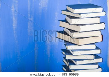 Stack Books On Blue Image & Photo (Free Trial) | Bigstock