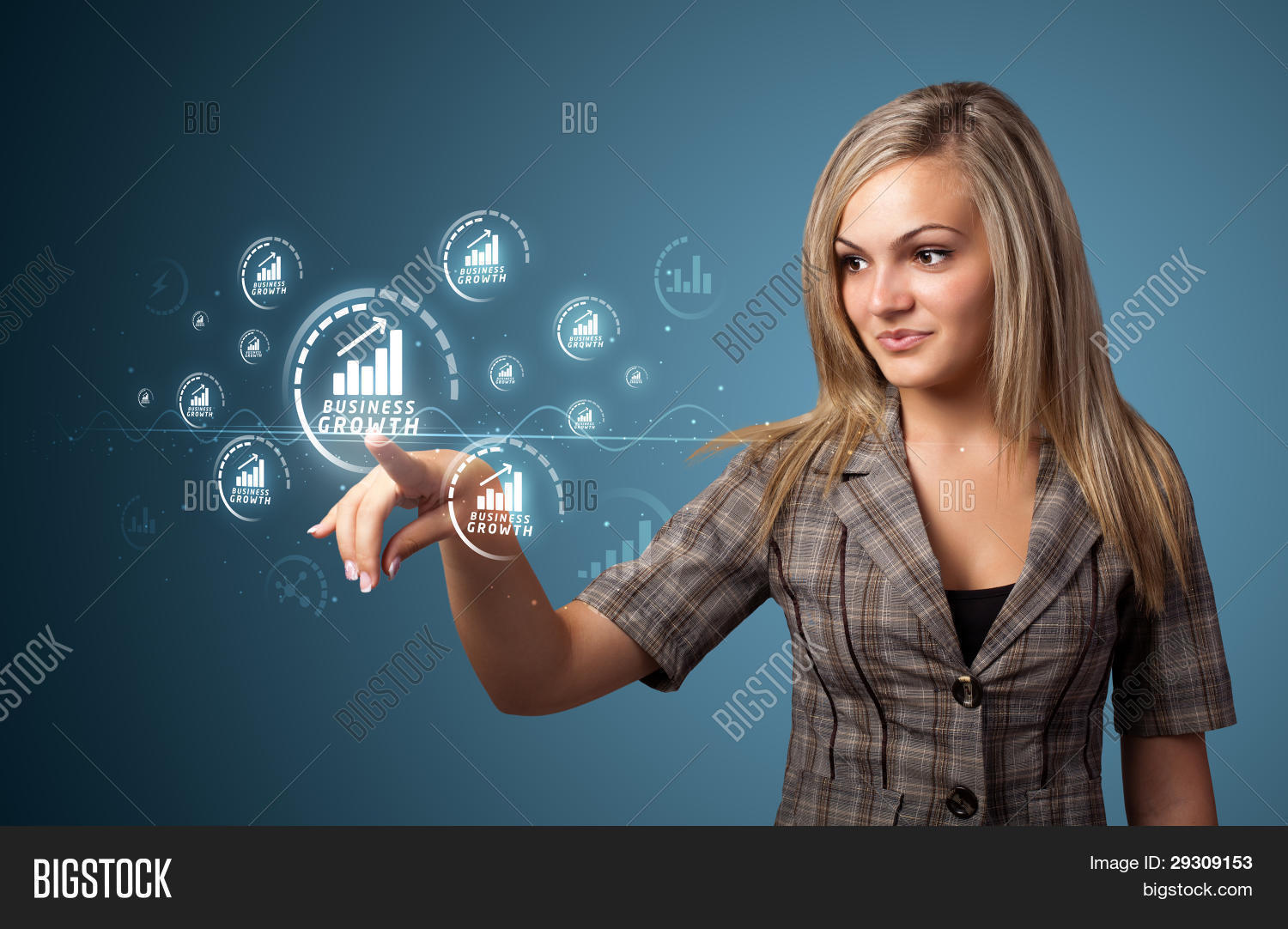 Businesswoman Pressing Image & Photo (Free Trial) | Bigstock