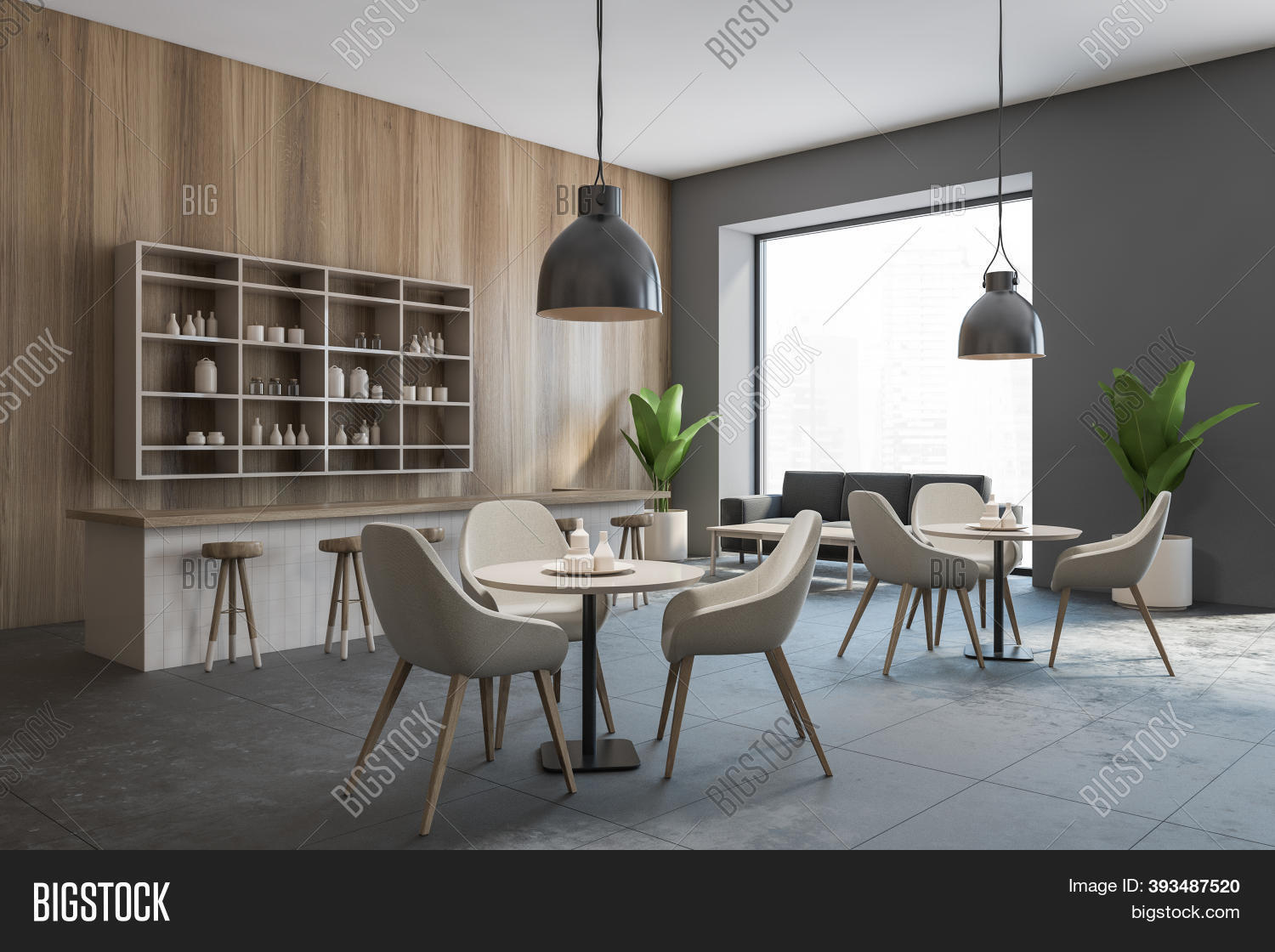 Grey Cafe Interior, Image & Photo (Free Trial) | Bigstock