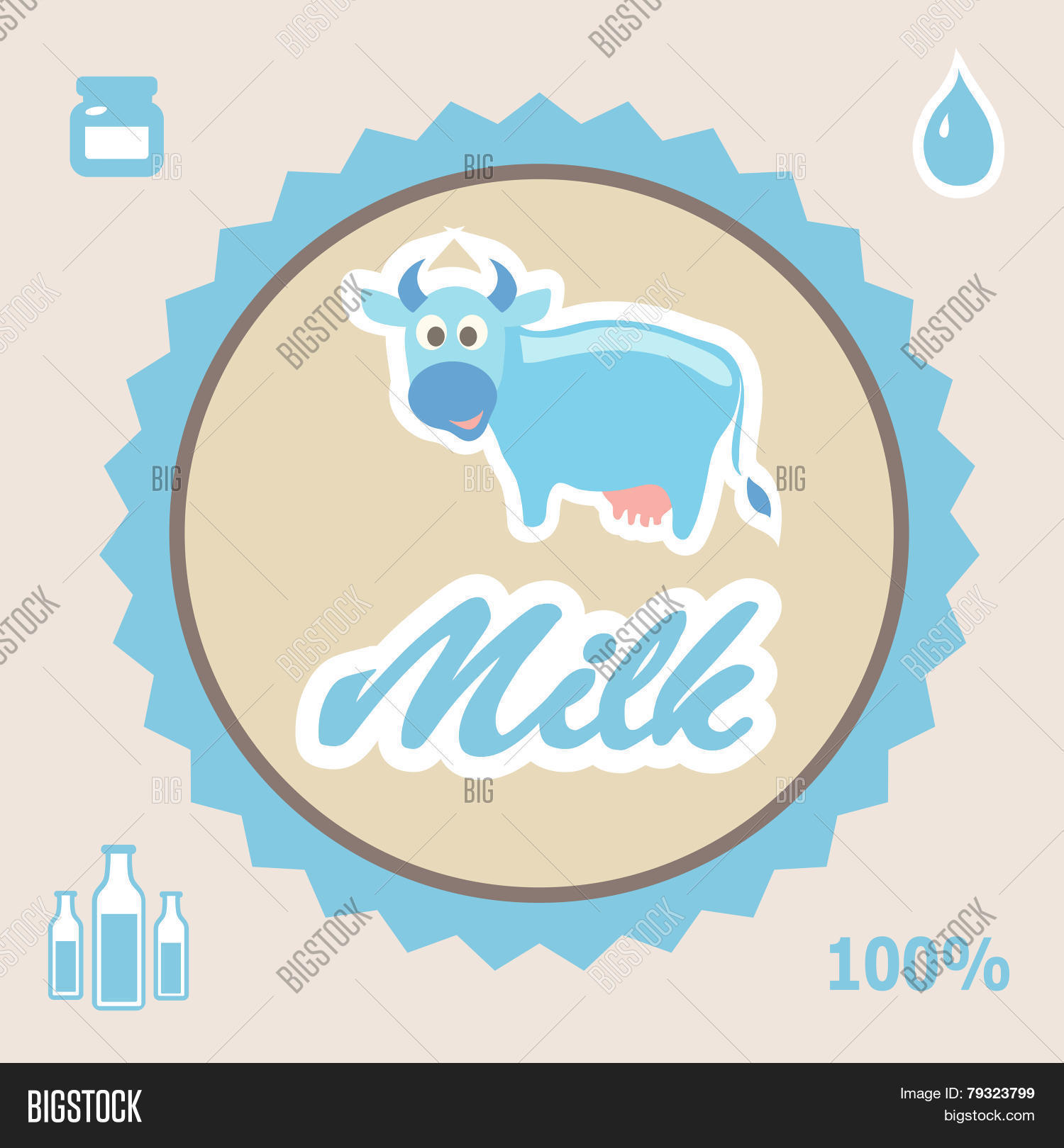 Milk Label Cow - Vector & Photo (Free Trial) | Bigstock