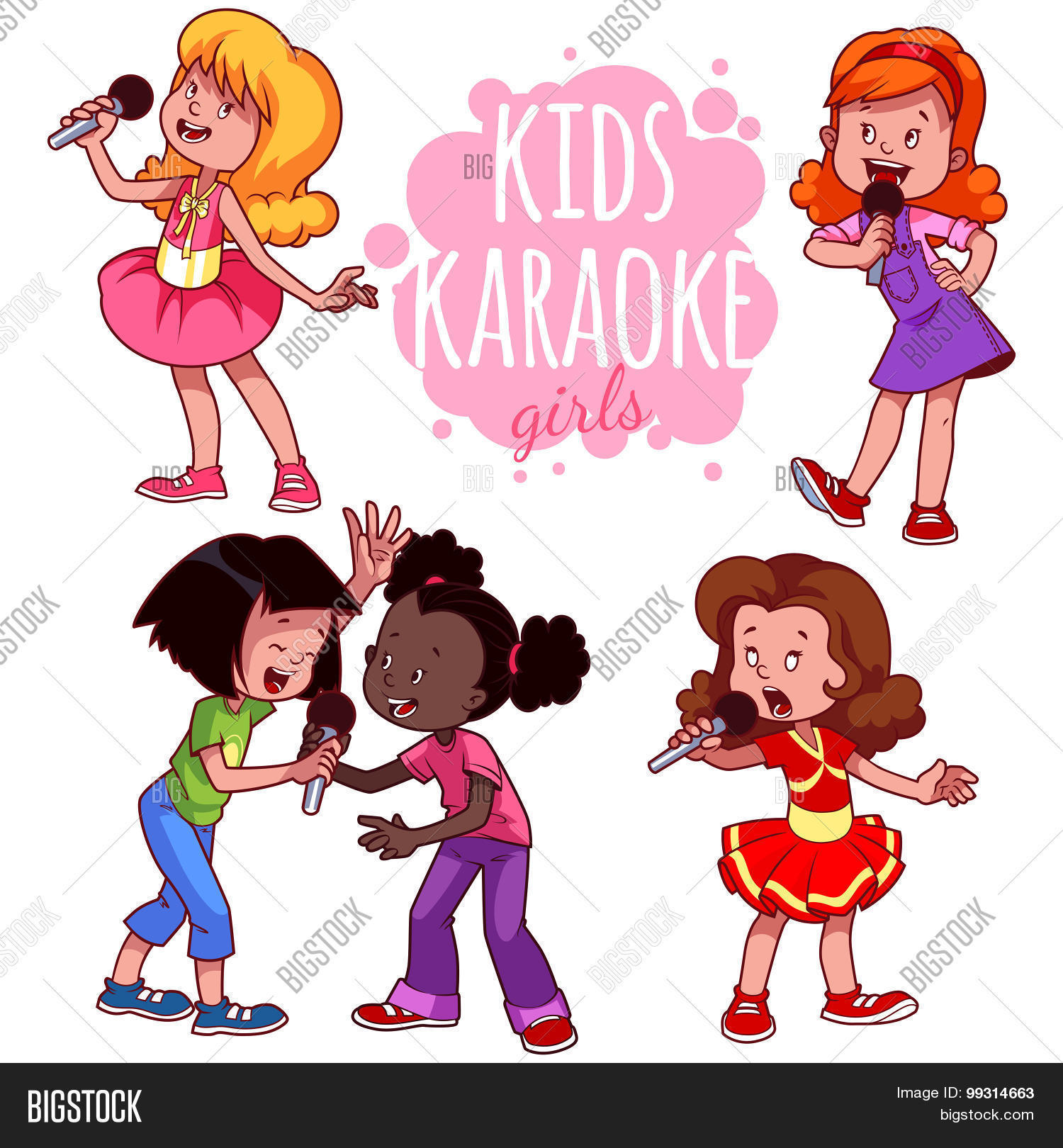 Cartoon Children Sing Vector & Photo (Free Trial) | Bigstock