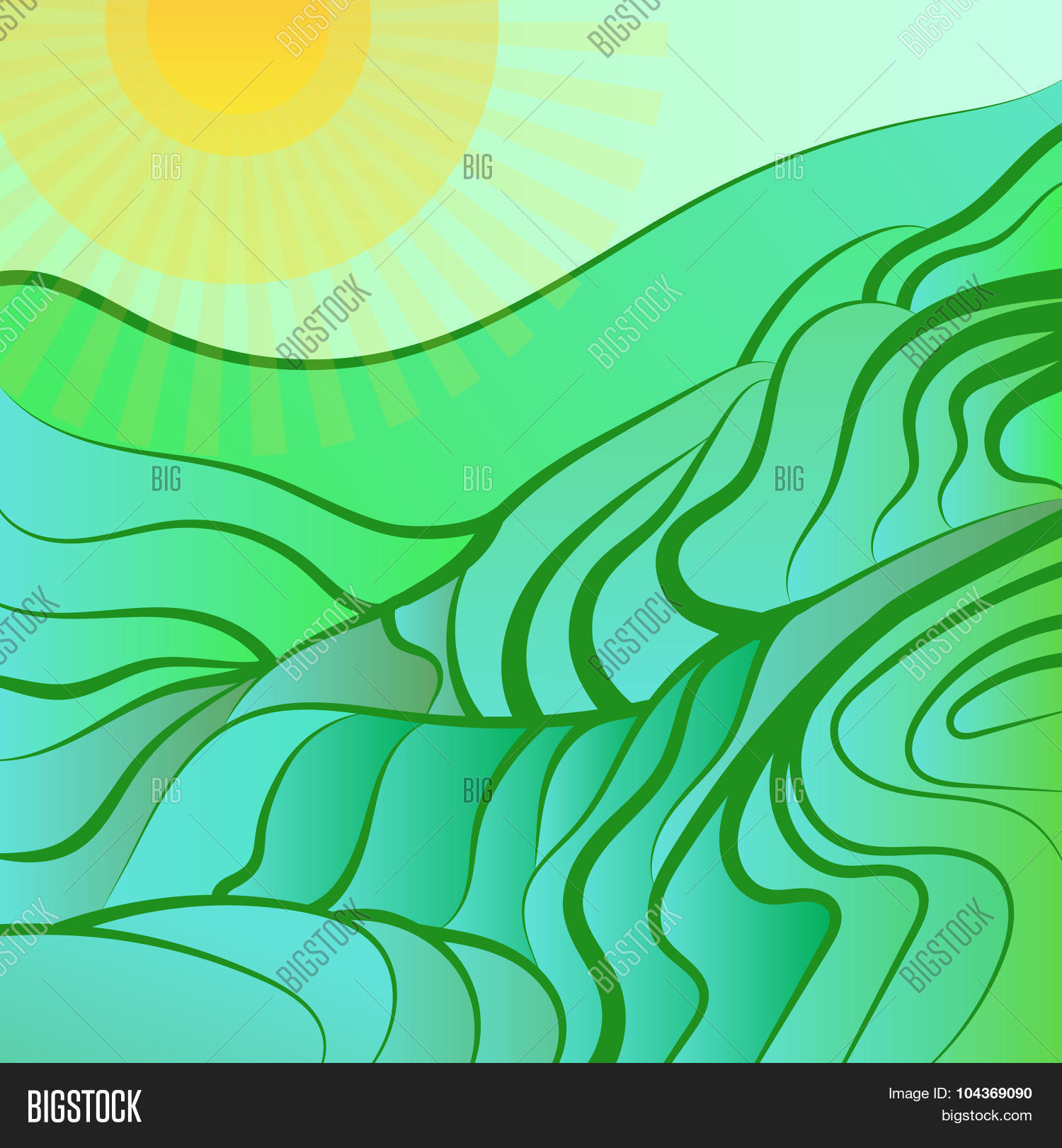 Rice Field Vector Vector & Photo (Free Trial) | Bigstock