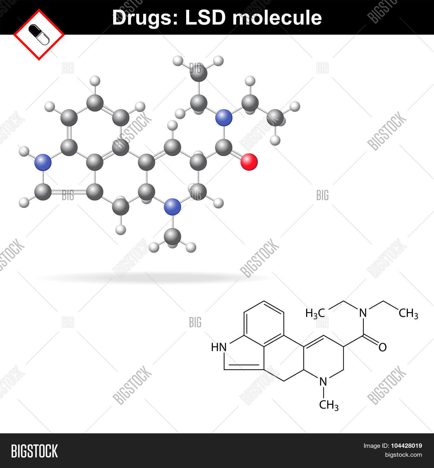 Lsd Molecule 3D Model Vector & Photo (Free Trial) | Bigstock