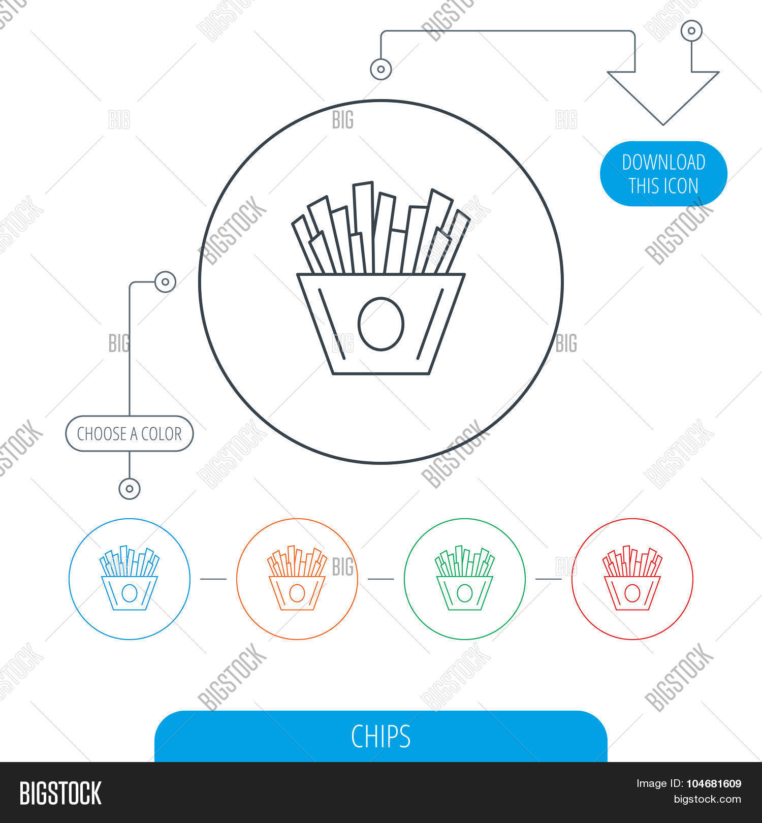 Chips Icon. Fries Vector & Photo (Free Trial) | Bigstock