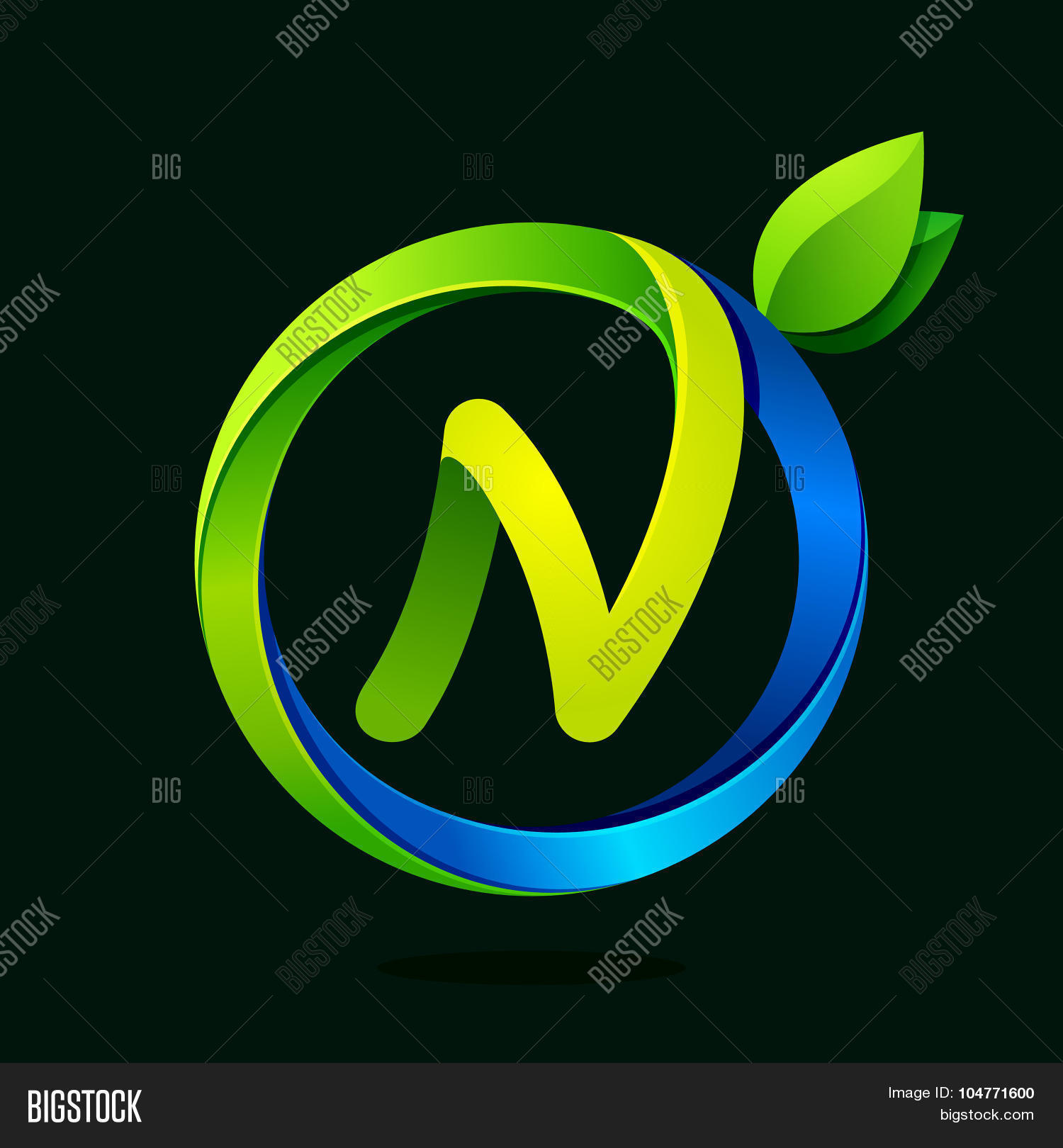 N Letter Green Leaves Vector & Photo (Free Trial) | Bigstock