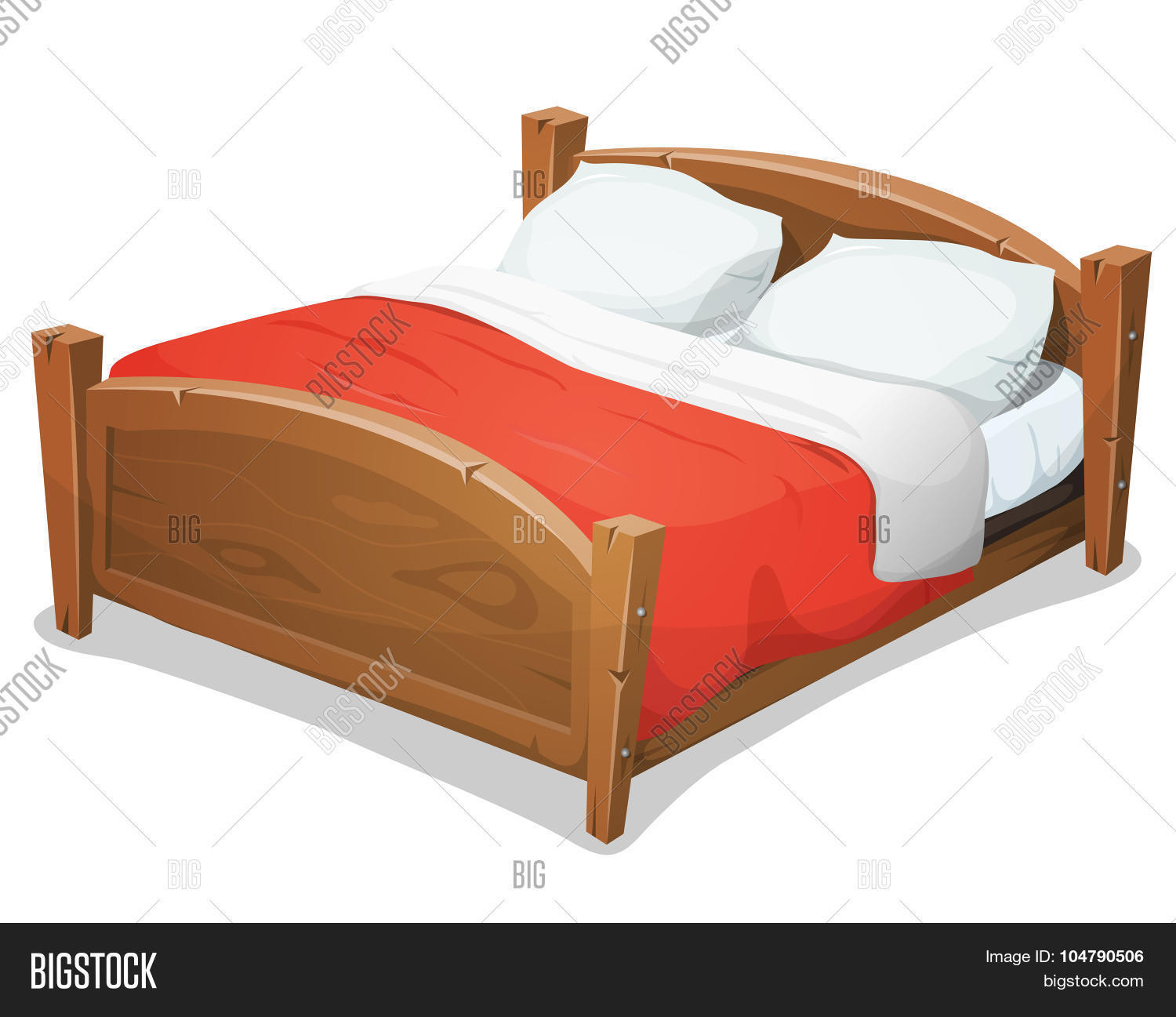 Wood Double Bed Red Vector & Photo (Free Trial) | Bigstock