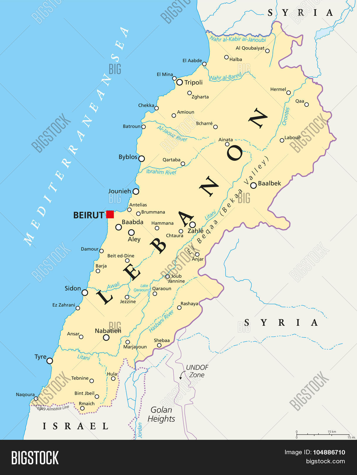Lebanon Political Map Vector & Photo (Free Trial) | Bigstock