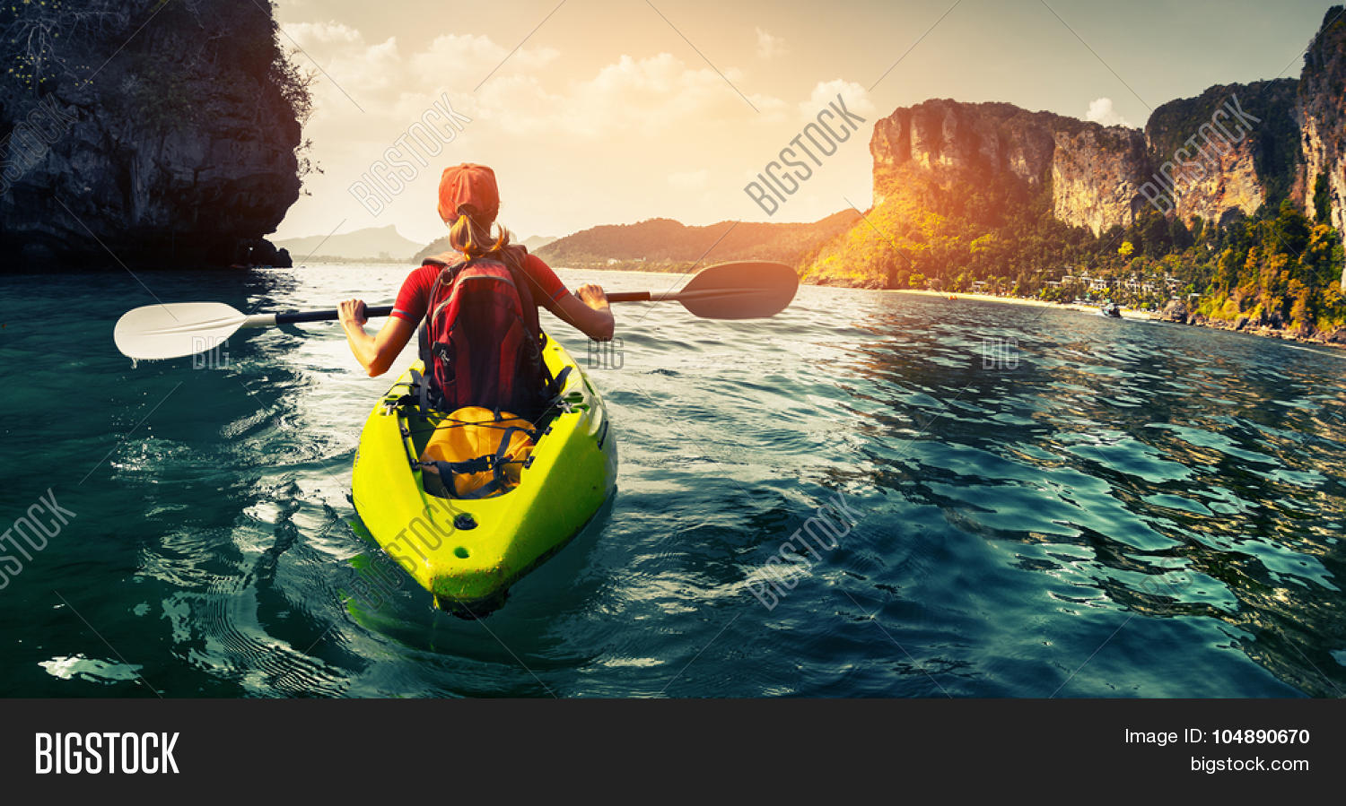 Lady Paddling Kayak Image & Photo (Free Trial) | Bigstock